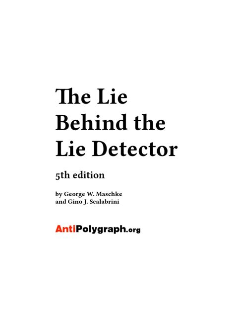 the lie behind the lie detector pdf polygraph science