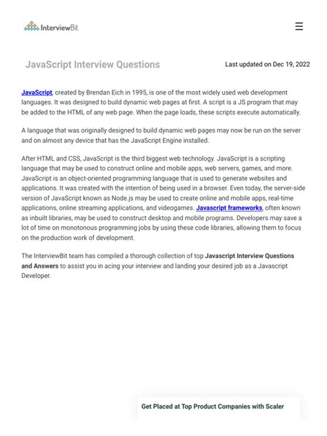 javascript interview questions and answers 2023 interviewbit download free pdf scope