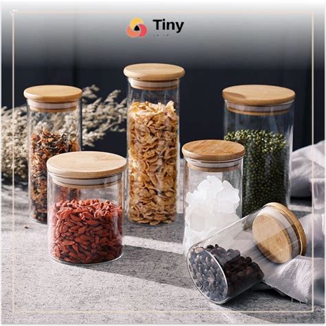 Jual Toples Kaca Tutup Kayu Toples Kue Kering Tempat Penyimpanan