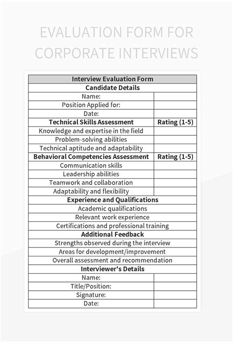Free Job Evaluation Form Templates For Google Sheets And Microsoft