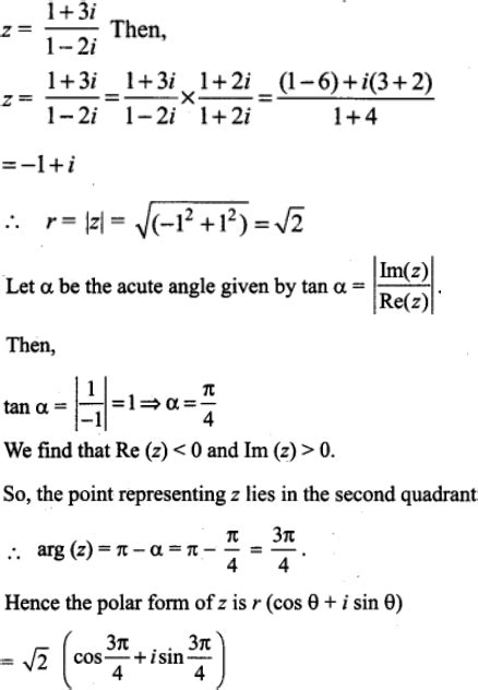 find the modulus and argument of the following complex numbers and