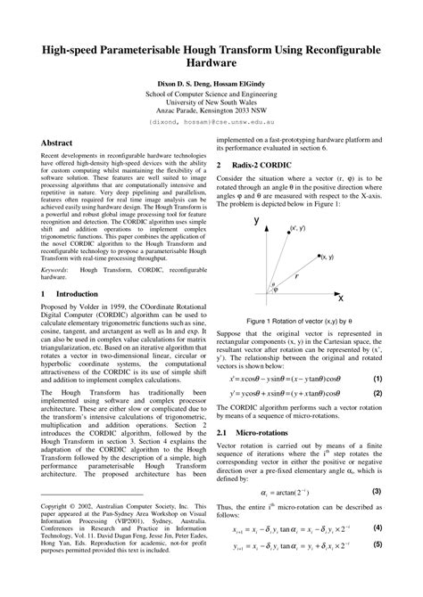 pdf high speed parameterisable hough transform using reconfigurable hardware