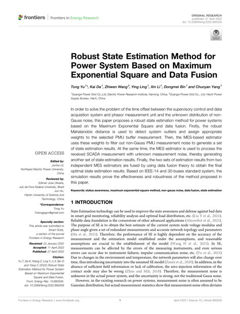 [pdf] robust state estimation method for power system based on maximum exponential square and