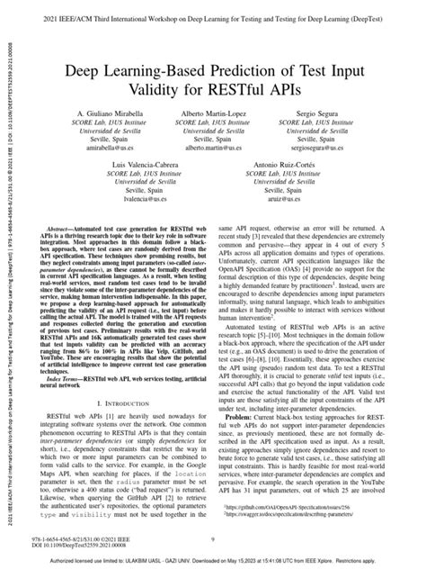 deep learning based prediction of test input validity for restful apis pdf receiver
