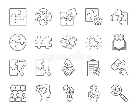 Vector Puzzle Icons Editable Stroke Line Icon Set Simple Elements