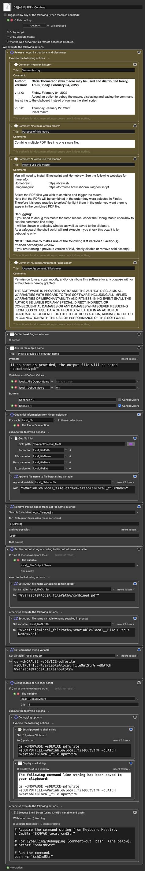 use ghostscript a homebrew package to combine pdfs macro library keyboard maestro discourse