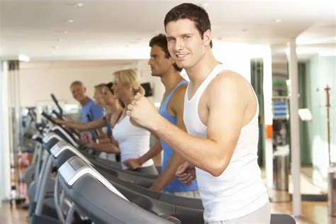 Man On Running Machine In Gym Stock Image Everypixel