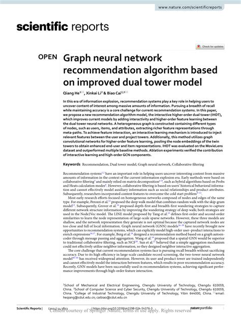 pdf graph neural network recommendation algorithm based on improved dual tower model