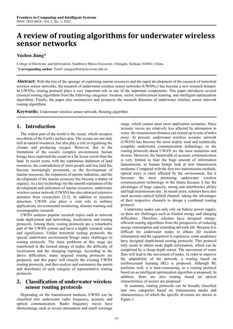 pdf a review of routing algorithms for underwater wireless sensor networks