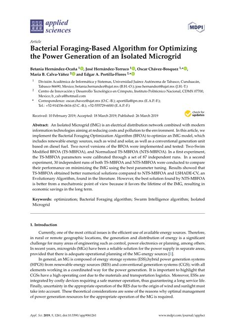 pdf bacterial foraging based algorithm for optimizing the power generation of an isolated