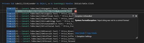 Vb Net System FormatException Input String Was Not In A Correct