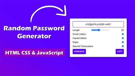 random password generator using html css and javascript youtube