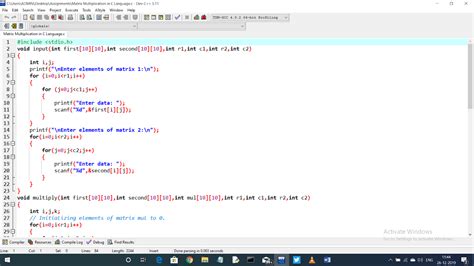 matrix multiplication in c language