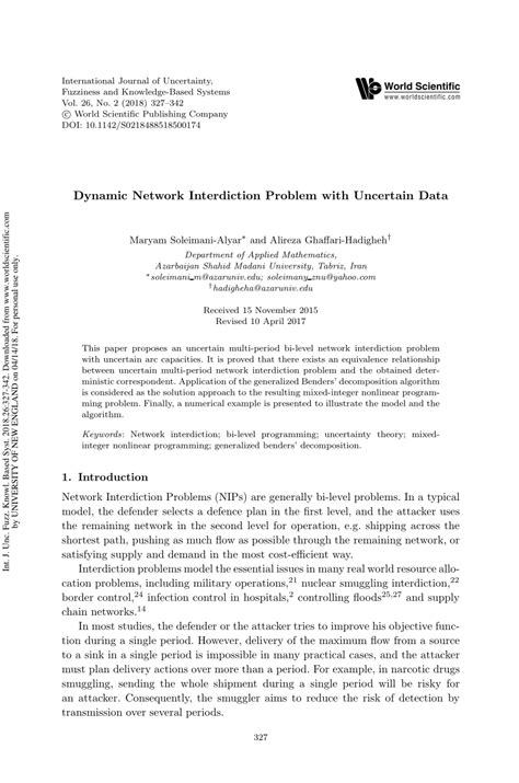 pdf dynamic network interdiction problem with uncertain data