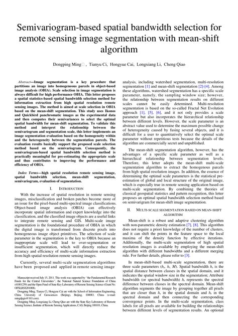 pdf semivariogram based spatial bandwidth selection for remote sensing image segmentation with