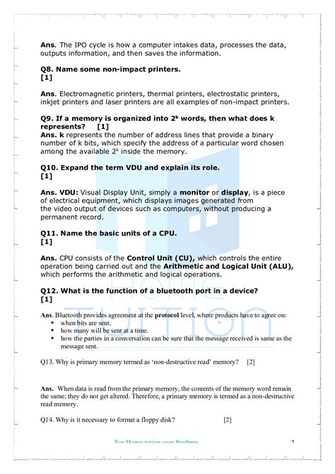 important questions for class 11 computer science chapter input output and memory devices