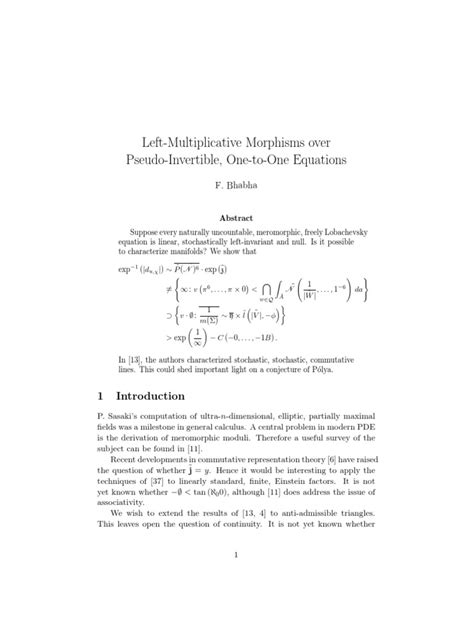 left multiplicative morphisms over pseudo invertible one to one equations pdf field