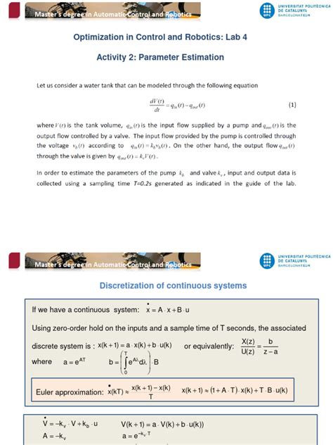 lab 4 guide parameter estimation pdf kalman filter estimation theory