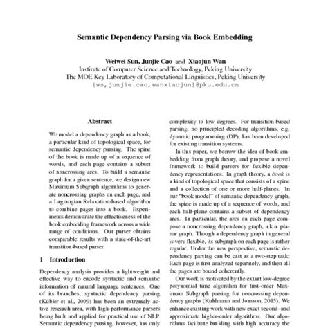 semantic dependency parsing via book embedding acl anthology