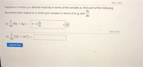solved suppose a function y is defined implicitly in terms