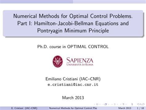 numerical methods for optimal control problems part i cnr