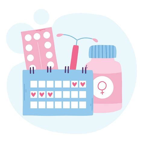 Types Of Contraception Pills Calendar Patch Condom And Coil Vector