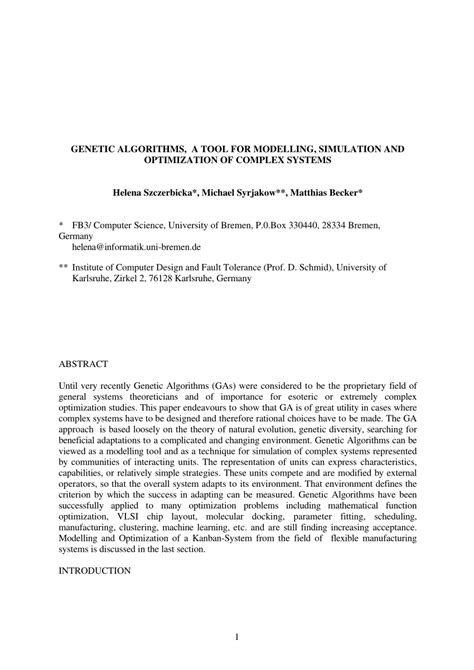 pdf genetic algorithms a tool for modelling simulation and optimization of complex systems