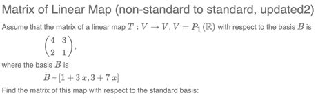 solved matrix of linear map non standard to standard
