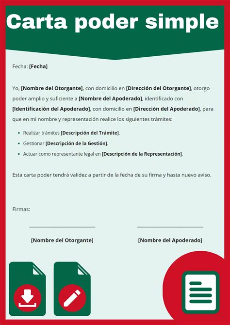 Carta Poder Simple Guía Descargas PDF y Word