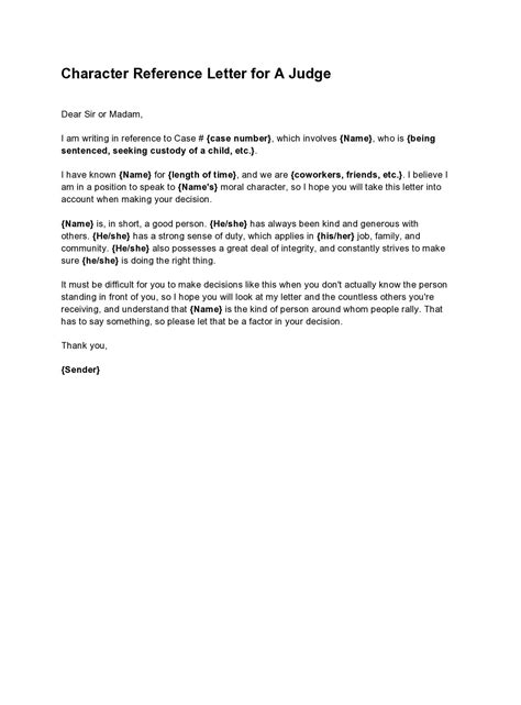 Sample Character Reference Letter For Court BestTemplatess