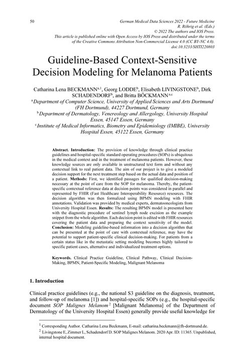 pdf guideline based context sensitive decision modeling for melanoma patients