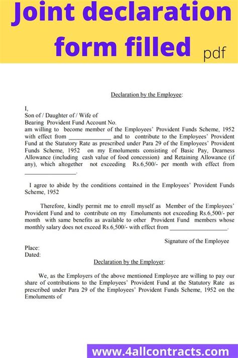 Joint Declaration Form Sample Pdf In 2022 Fund Accounting Joint