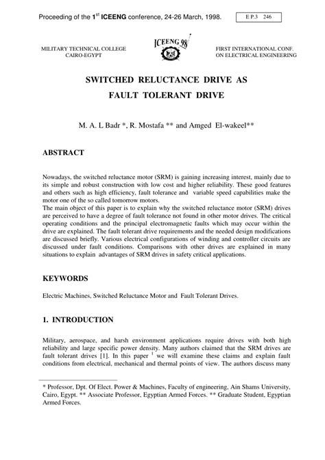 pdf switched reluctance drive as fault tolerant drive
