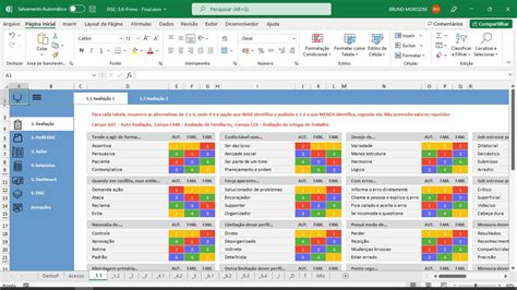 Planilha De Teste De Perfil DISC Em Excel 5 0 LUZ Prime