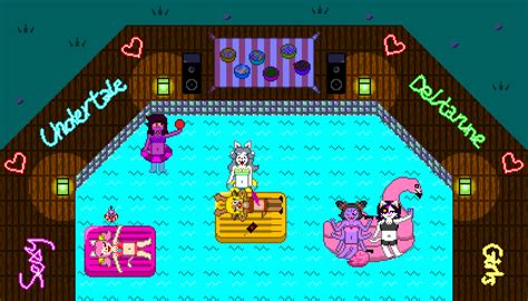 Undertaledeltarune Girls Pool Party Night Ft Mad Mew Mew Susie Temmie Noelle Muffet