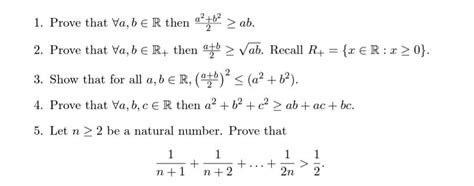 solved 1 prove that ∀a b∈r then 2a2 b2≥ab 2 prove that