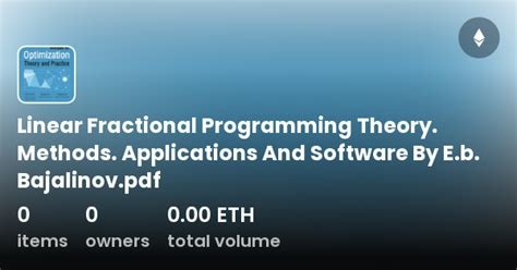 linear fractional programming theory methods applications and software by e b bajalinov pdf