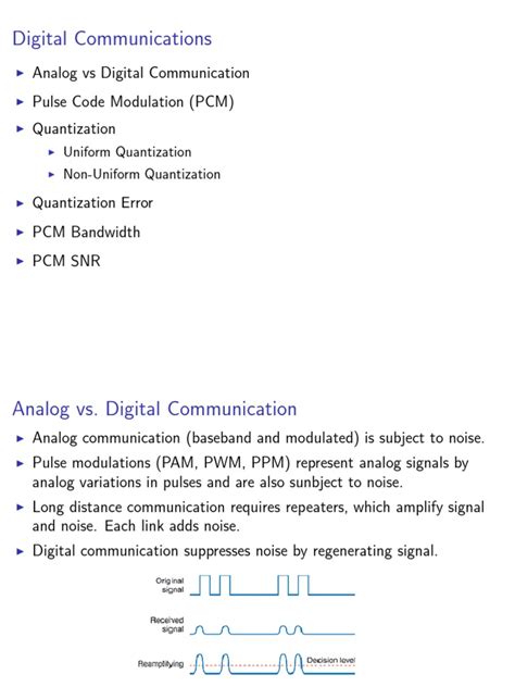 digital communications analog vs digital communication pulse code modulation pcm quantization