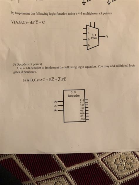 solved b implement the following logic function using a 4 1