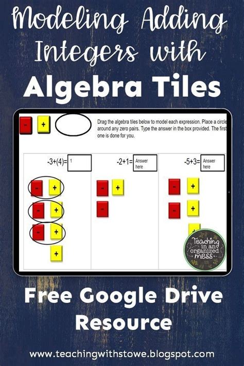 modeling adding integers with algebra tiles free adding integers teaching integers teaching