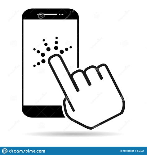 Touch Screen With Hand With Shadow Finger Cursor Flat Technology