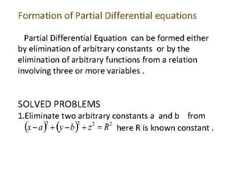 partial differential equations formation of partial differential equations
