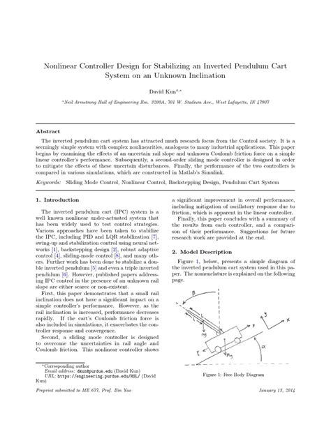 nonlinear controller design for inverted pendulum cart system on uncertain slope pdf