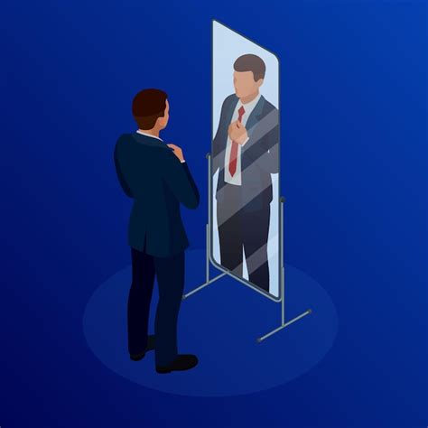 Premium Vector Isometric Businessman Adjusting Tie In Front Of The