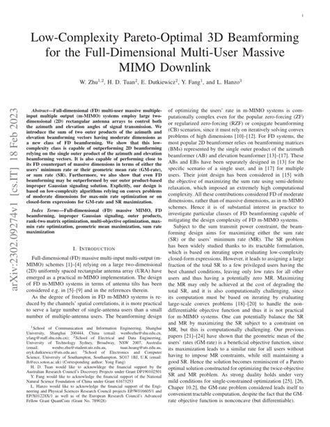 pdf low complexity pareto optimal 3d beamforming for the full dimensional multi user massive