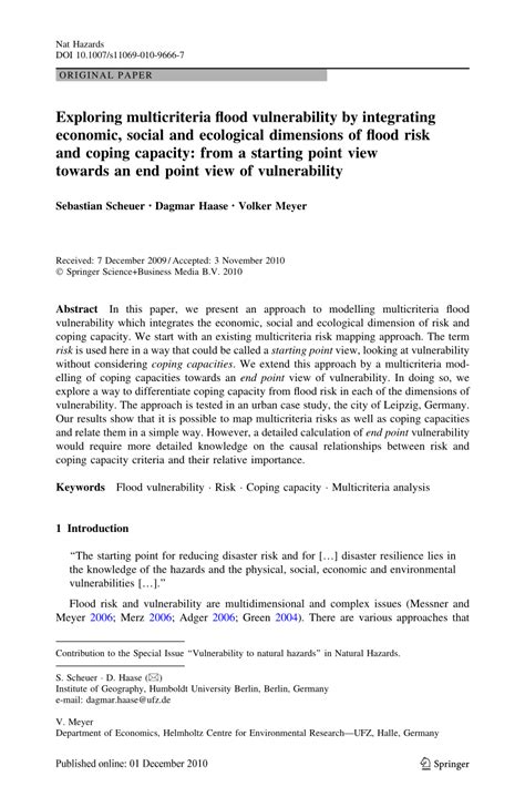 pdf exploring multicriteria flood vulnerability by integrating economic social and ecological