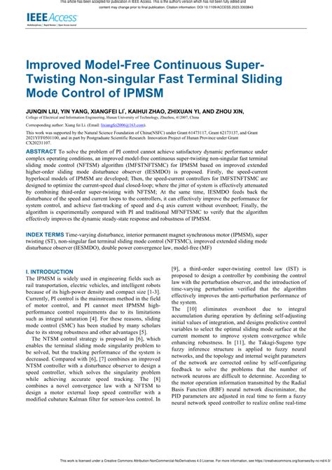 pdf improved model free continuous super twisting non singular fast terminal sliding mode