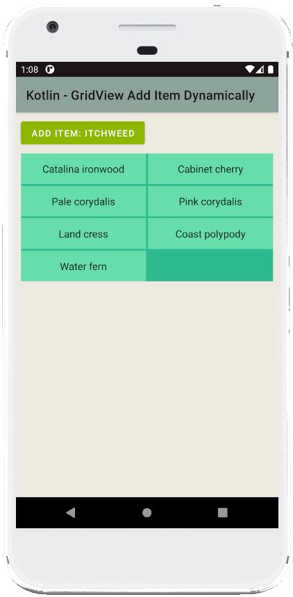 android kotlin gridview add item dynamically