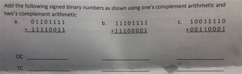 solved add the following signed binary numbers as shown usi