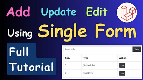 Laravel CRUD With Single Form For Updates And Additions Streamlined